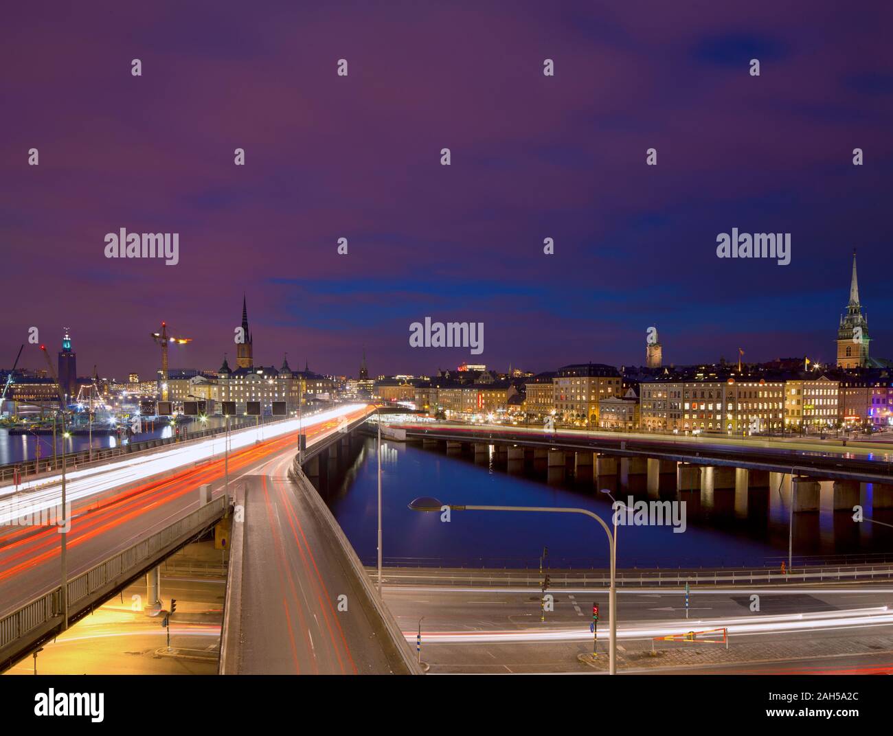 Night time view of Stockholm the Swedish capital Stock Photo - Alamy