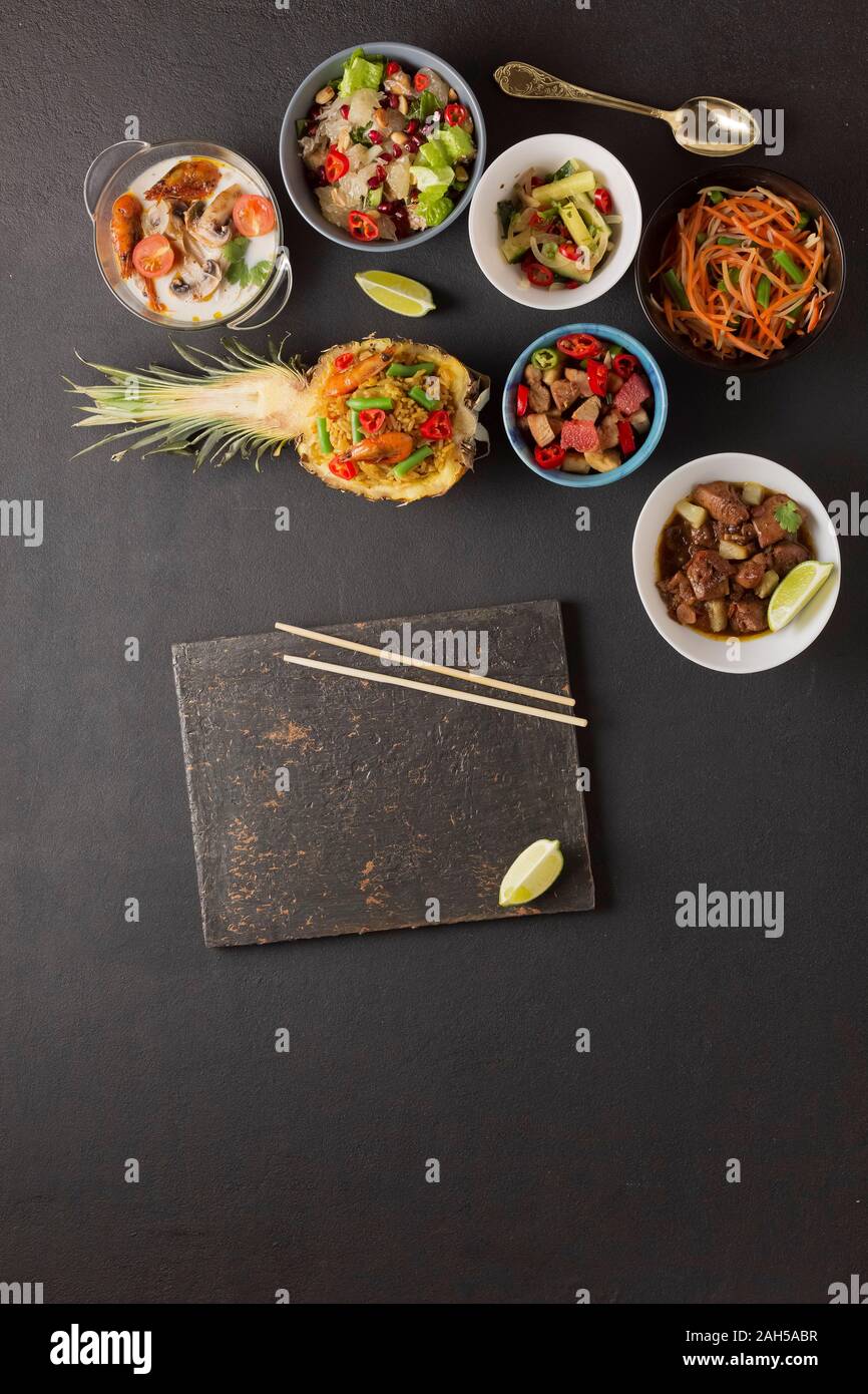 Background menu food. Tai cooking Stock Photo - Alamy