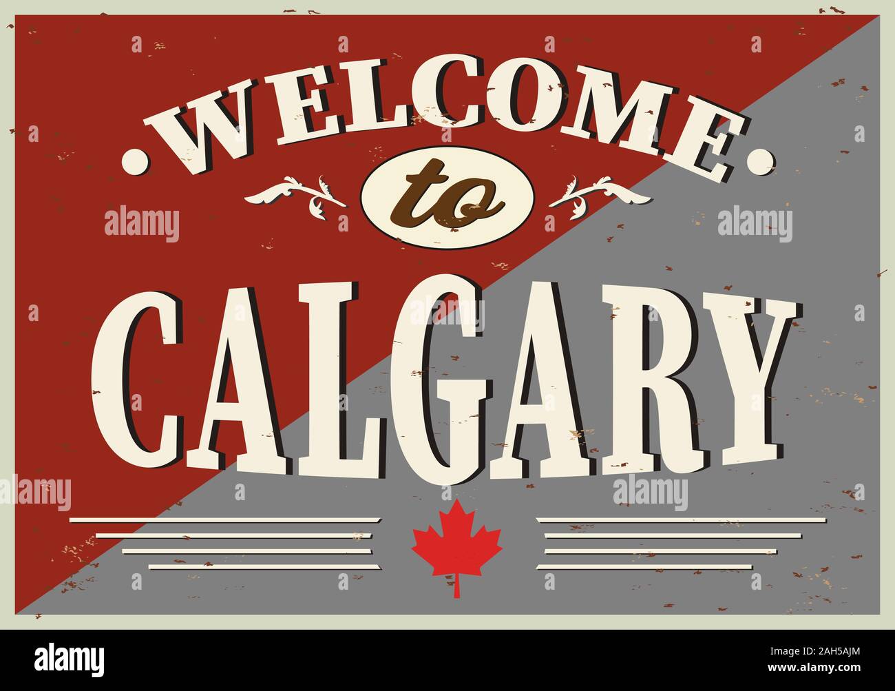 welcome to Calgary red round vintage greeting card Stock Vector Image ...