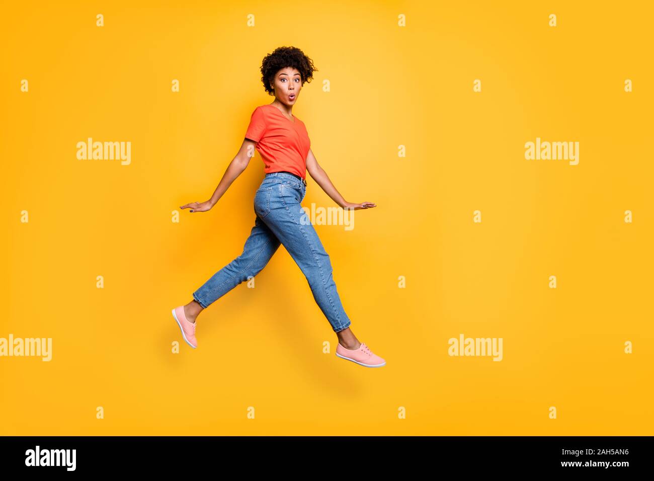 Full length body size photo of charming pretty funny cute girlfriend ...