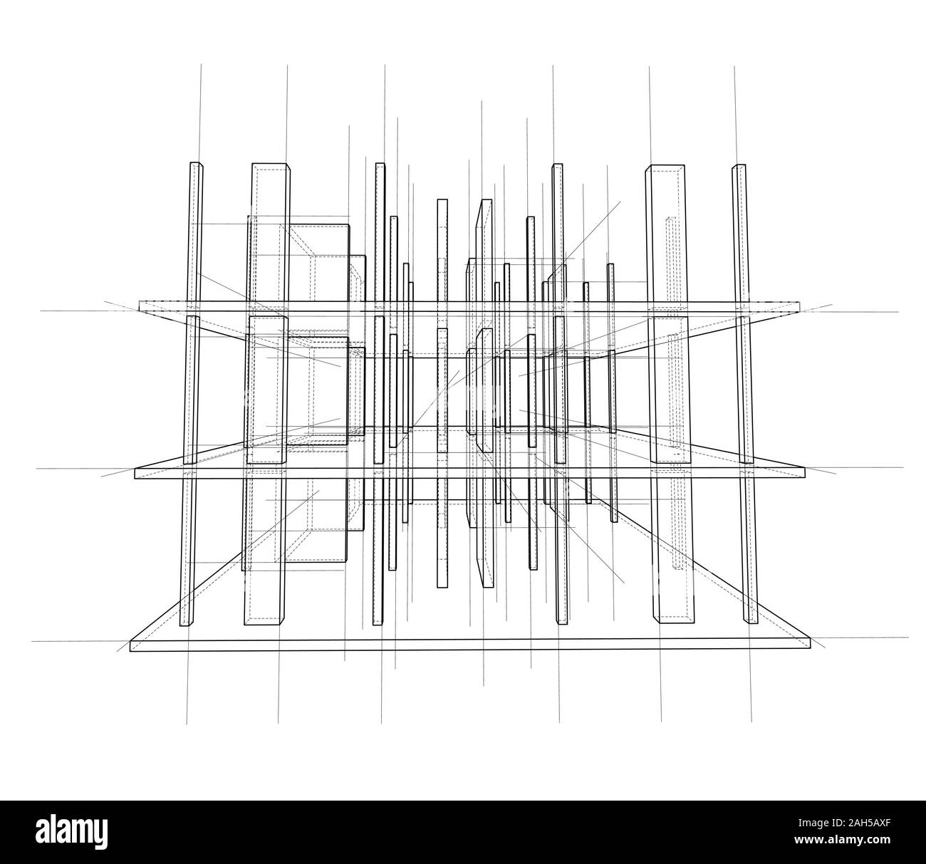 Drawing or sketch of a house under construction. Construction site ...