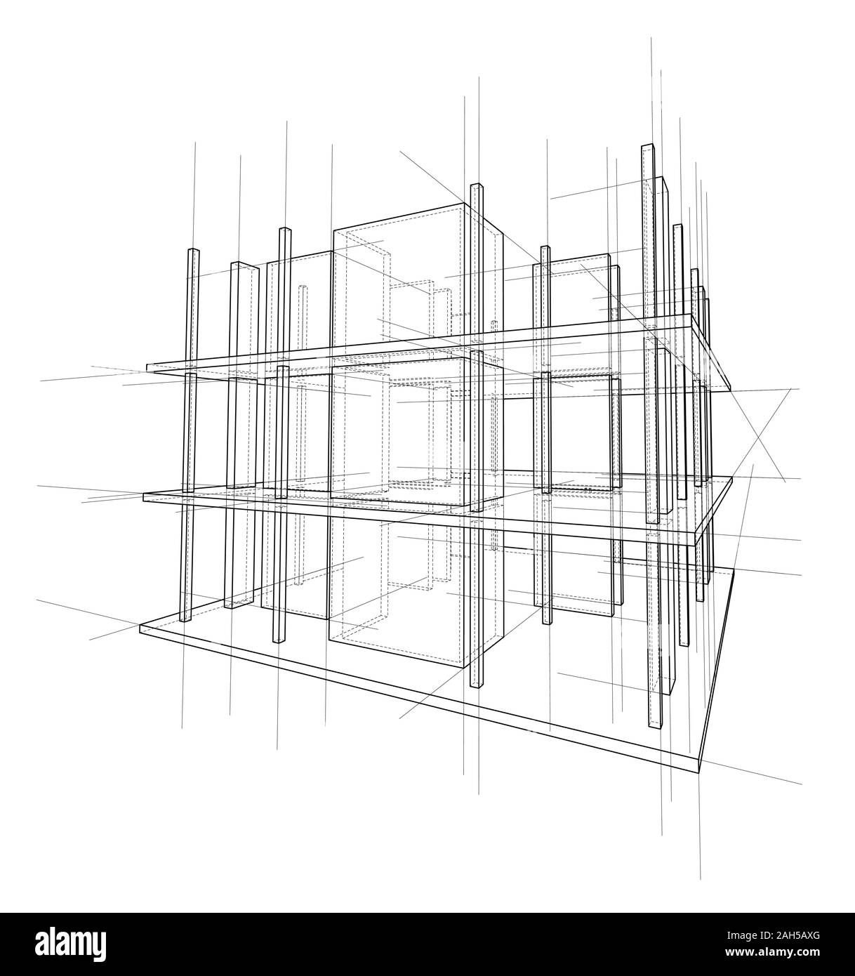 Drawing or sketch of a house under construction. Construction site ...