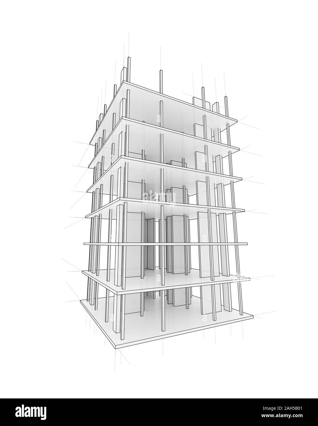 Drawing or sketch of a house under construction. Construction site ...