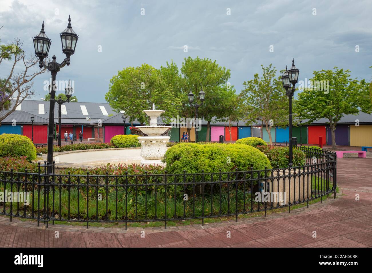 View of Coloured Market Huts in the Mercado de Frutos in Tigre DIstrict ...