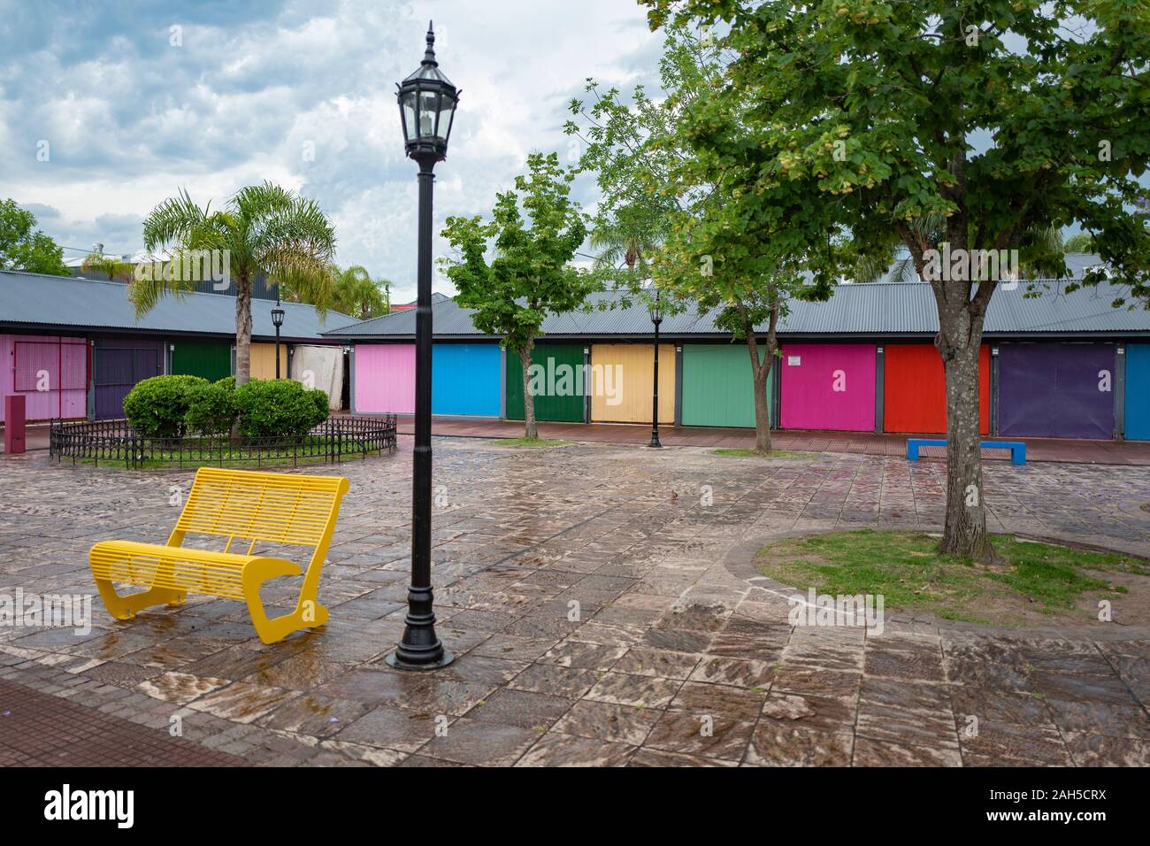 View of Coloured Market Huts in the Mercado de Frutos in Tigre DIstrict ...