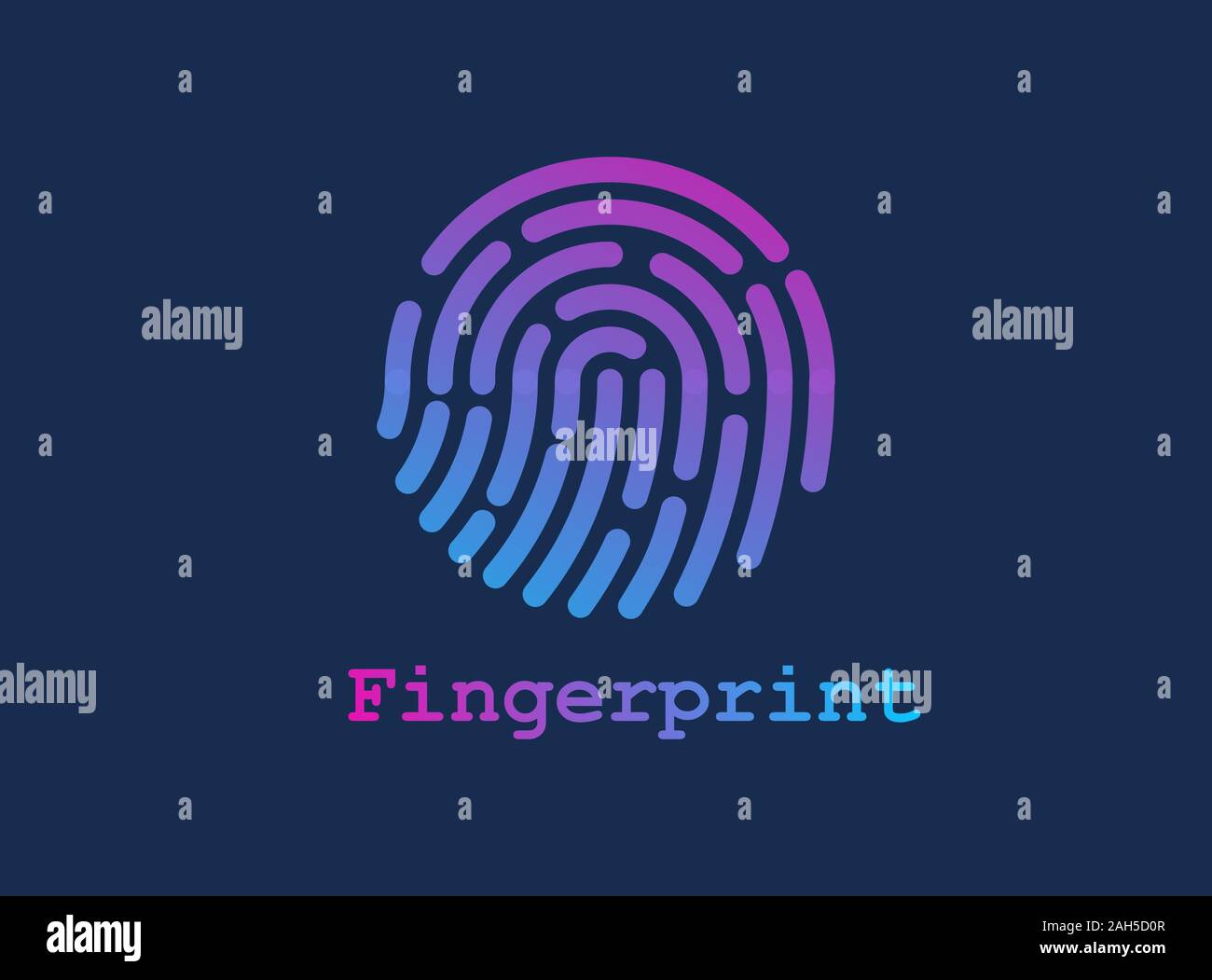 Fingerprint line illustration. Gradient finger print for scanning. Dark ...