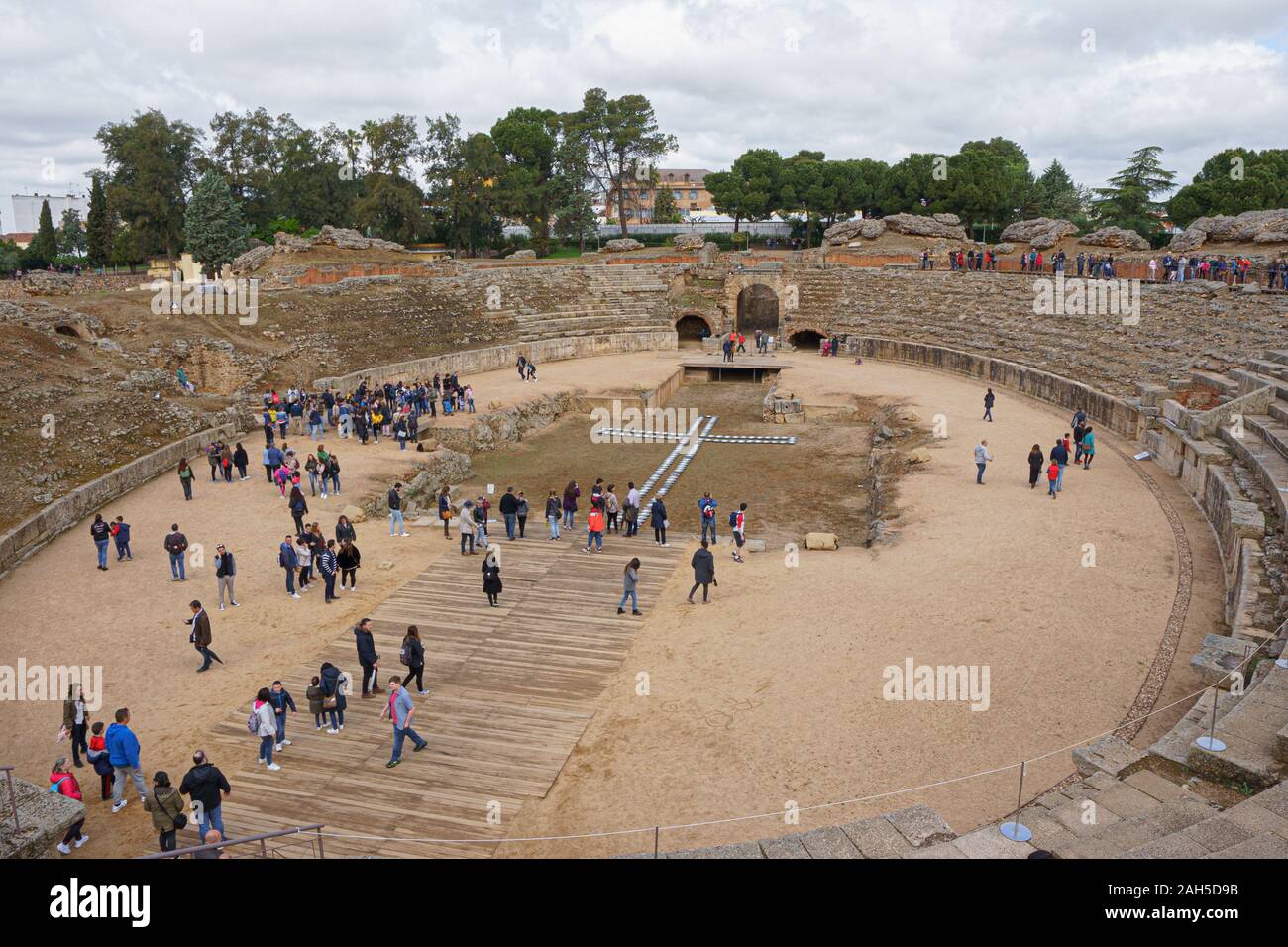 Merida, Spain - April 2019: Roman Amphitheatre of Merida Stock Photo ...