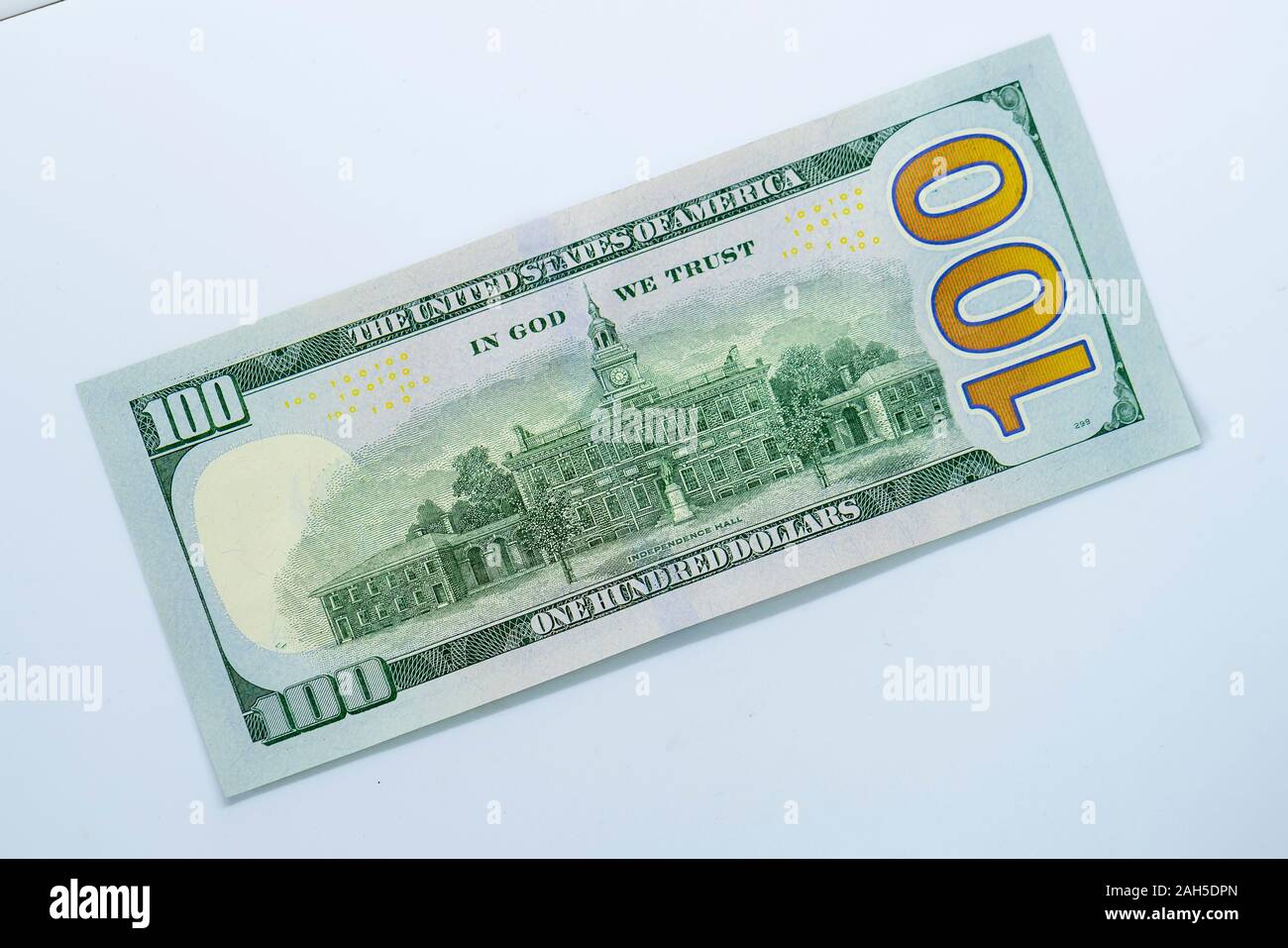 USD 100 dollars banknotes on isolated white background, Money currency ...