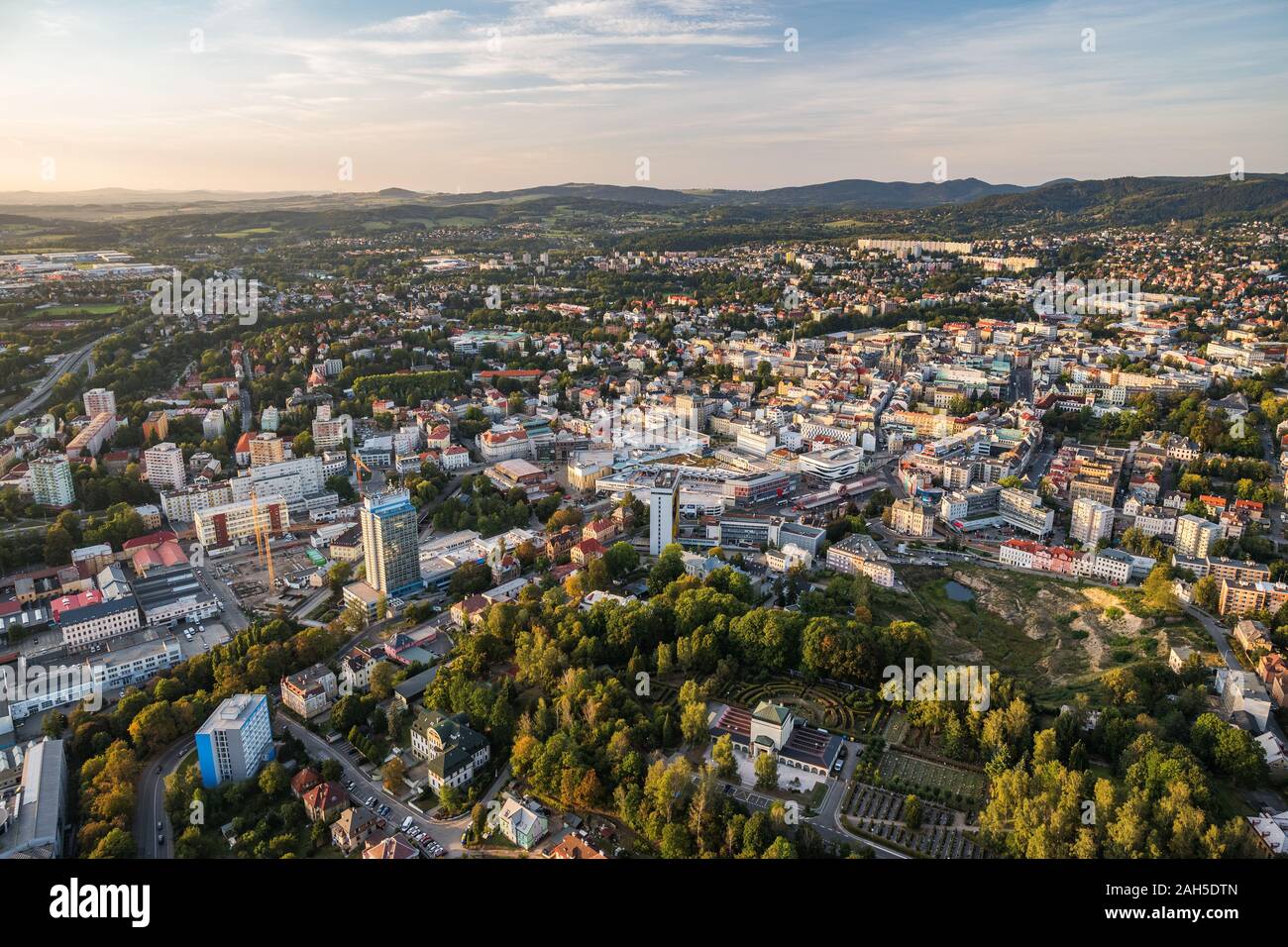 Aerial view of Liberec city from hot air balloon Stock Photo - Alamy
