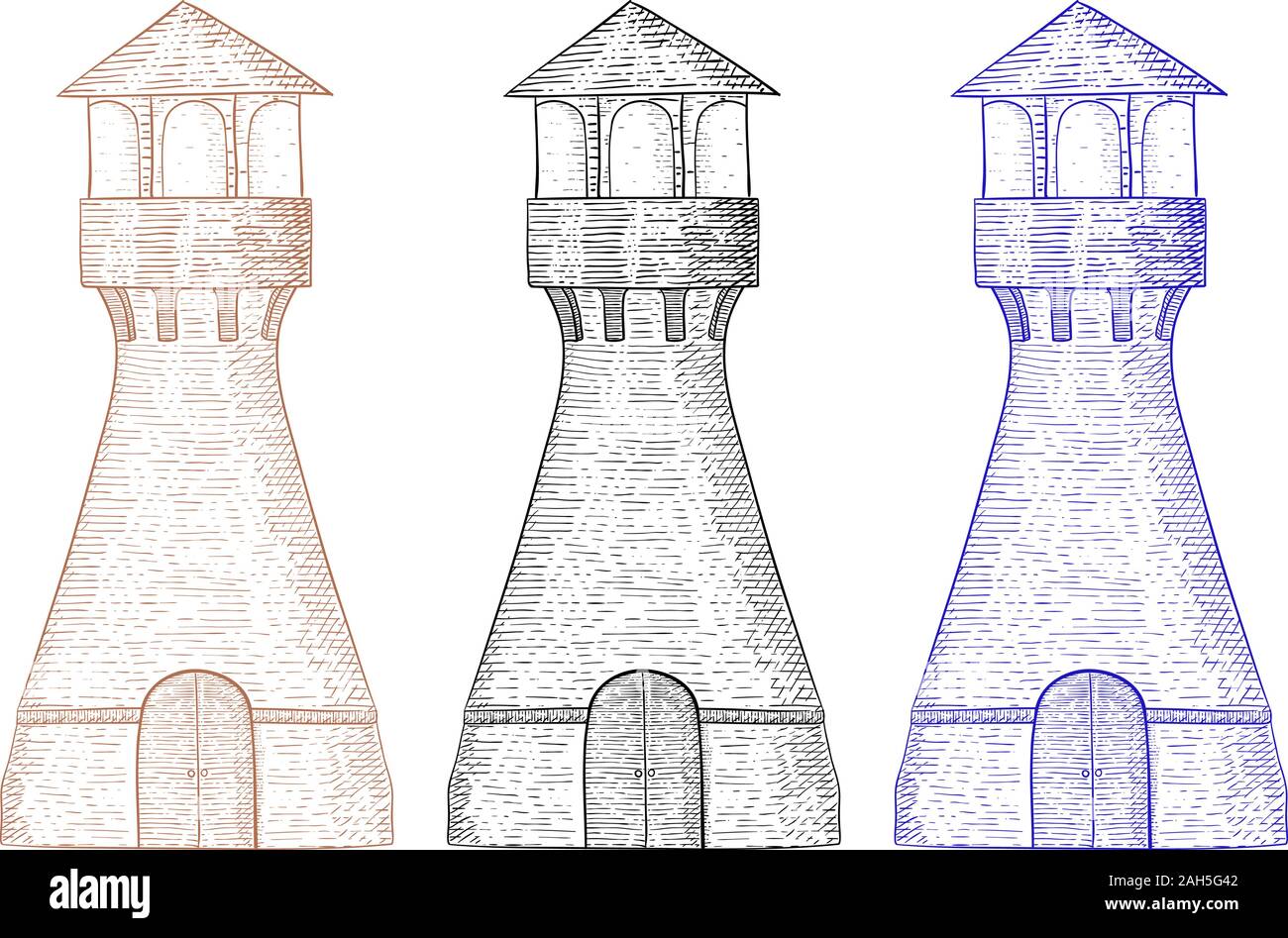 Lighthouse. Hand drawn sketch. Vector illustration isolated on white ...
