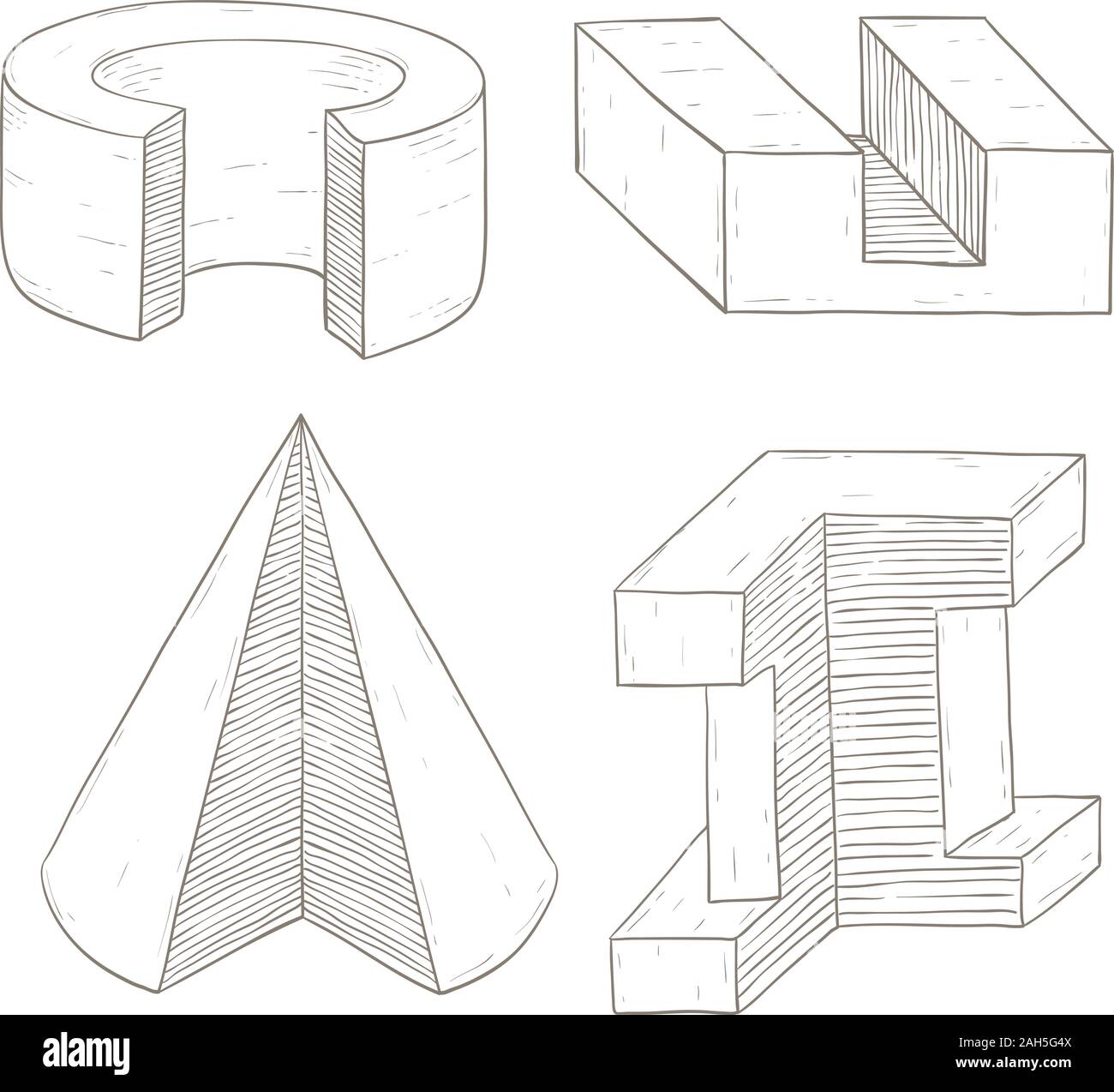 Geometric shapes. Hand drawn sketch. Vector illustration isolated on ...