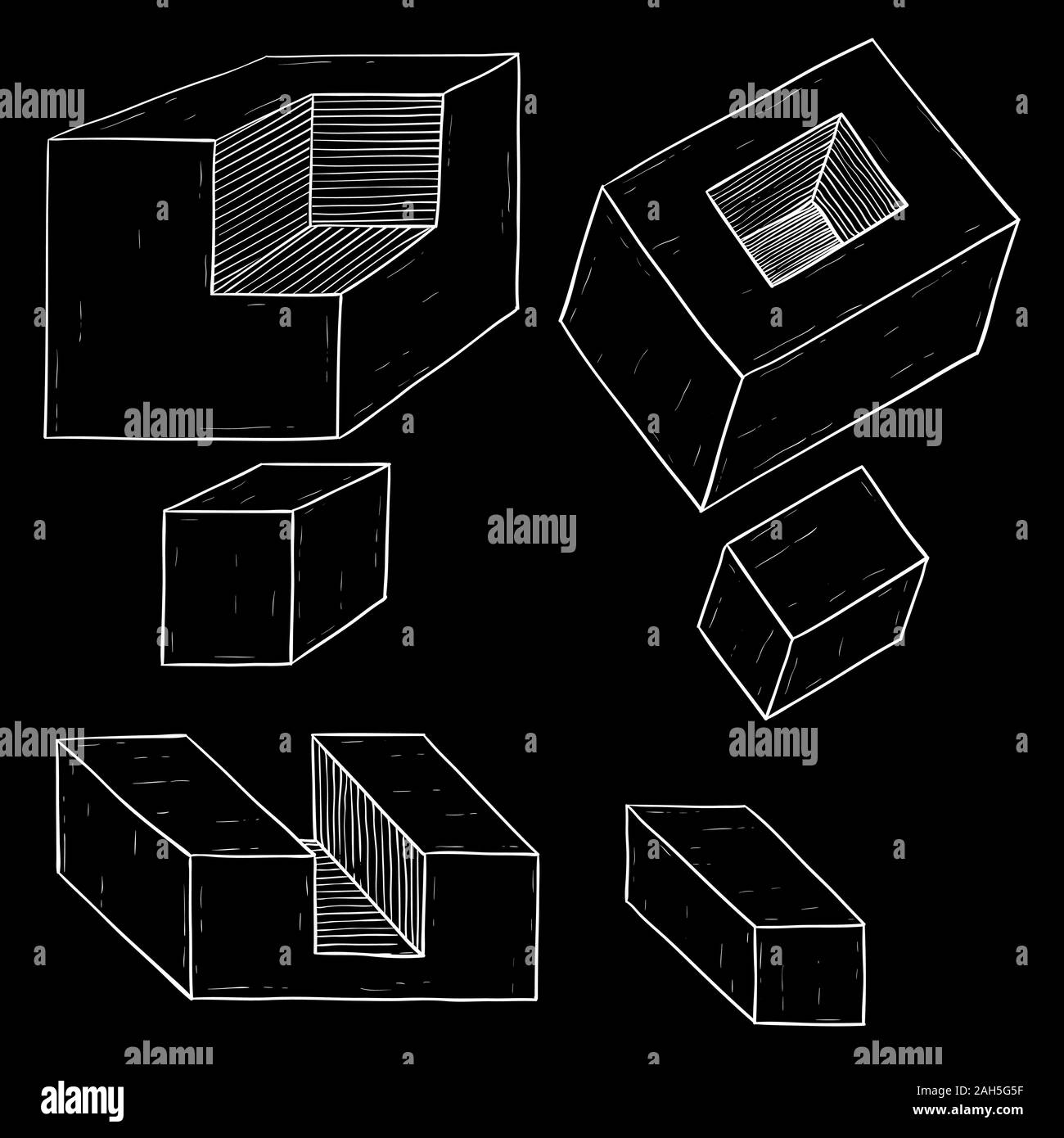 Geometric figures. Cube shapes. Hand drawn sketch. Vector illustration ... Geometric figures. Cube shapes. Hand drawn sketch. Vector illustration ...