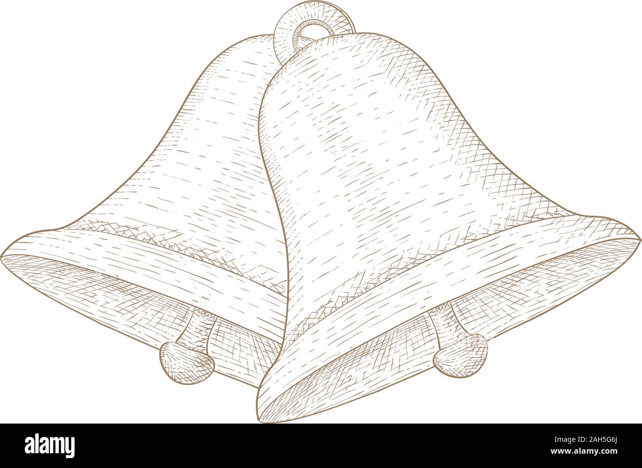 Christmas bells. Hand drawn sketch. Vector illustration isolated on ...