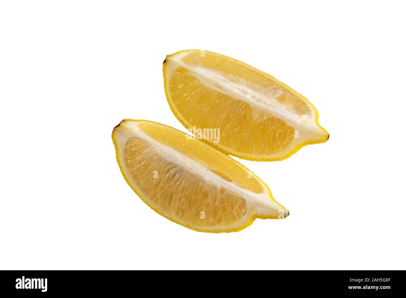 One slice of lemon citrus fruit isolated on white background Stock ...