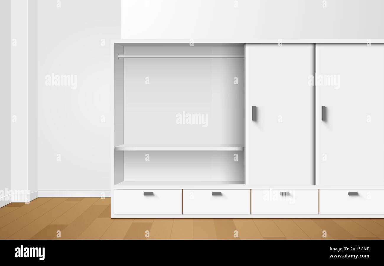 Modern wardrobe empty shelves Stock Vector Images - Alamy
