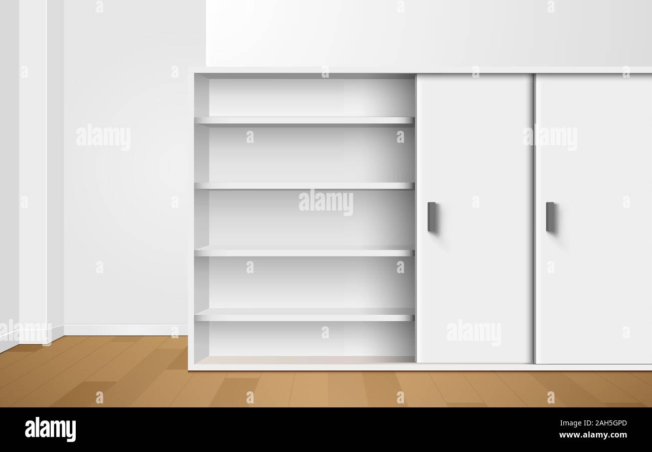 Modern wardrobe empty shelves Stock Vector Images - Alamy