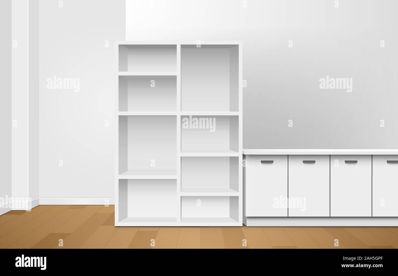 Empty white cabinet interior Stock Vector Images - Alamy