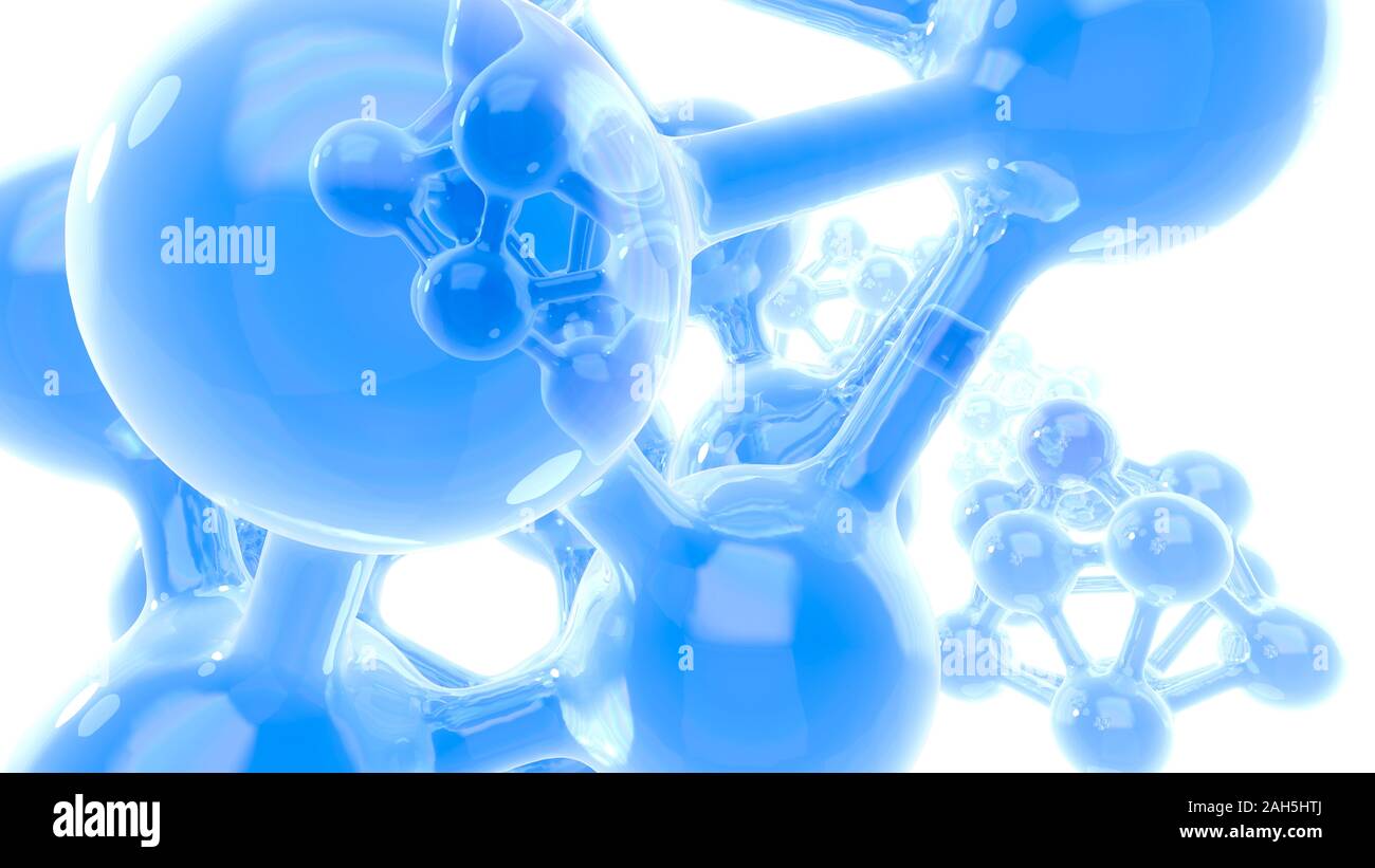 Abstract blue molecule colorful illustration isolated on white ...