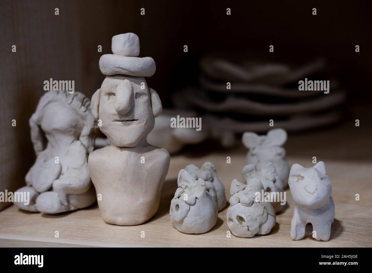 Photo of clay crafts that children dazzled in the classroom. Many ...
