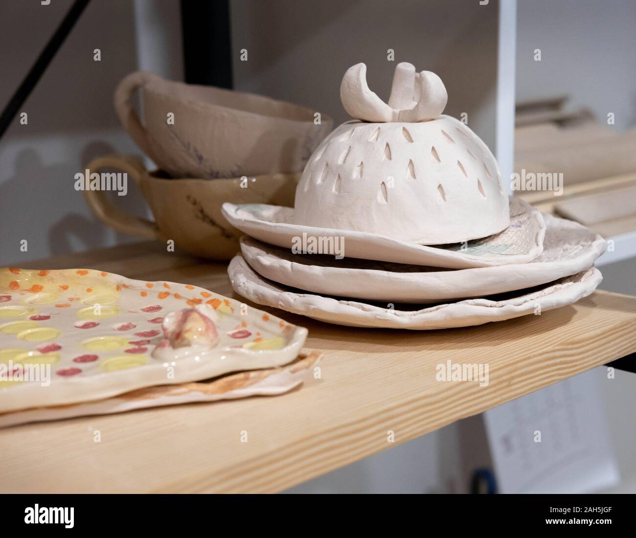 Photo of clay crafts that children dazzled in the classroom. Many ...