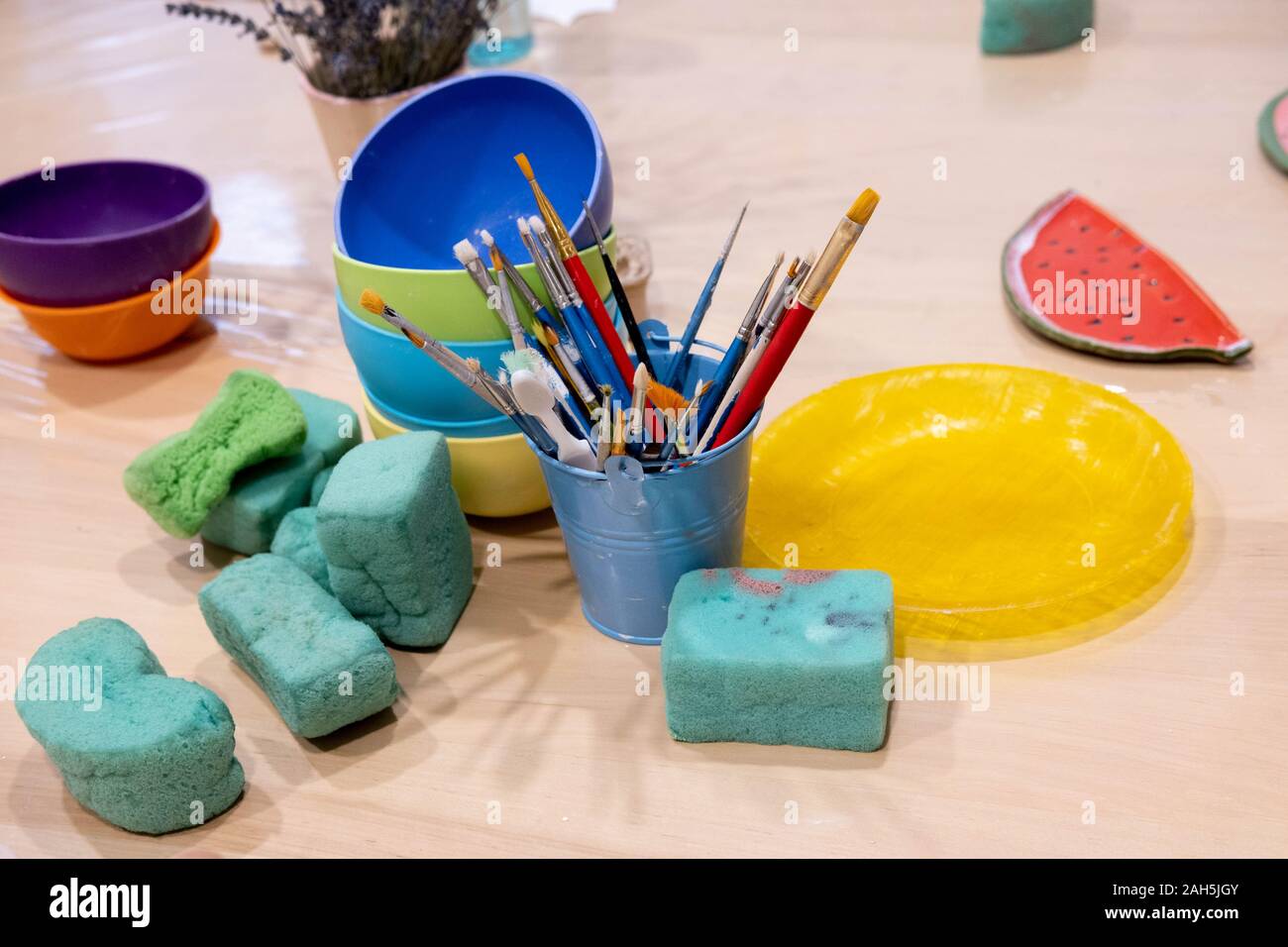 Clay modeling tools. A set of different tools in a clay modeling class ...