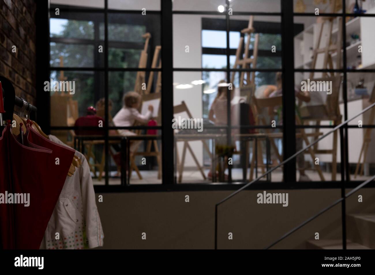 The photo is out of focus. Defocused drawing class background Stock ...