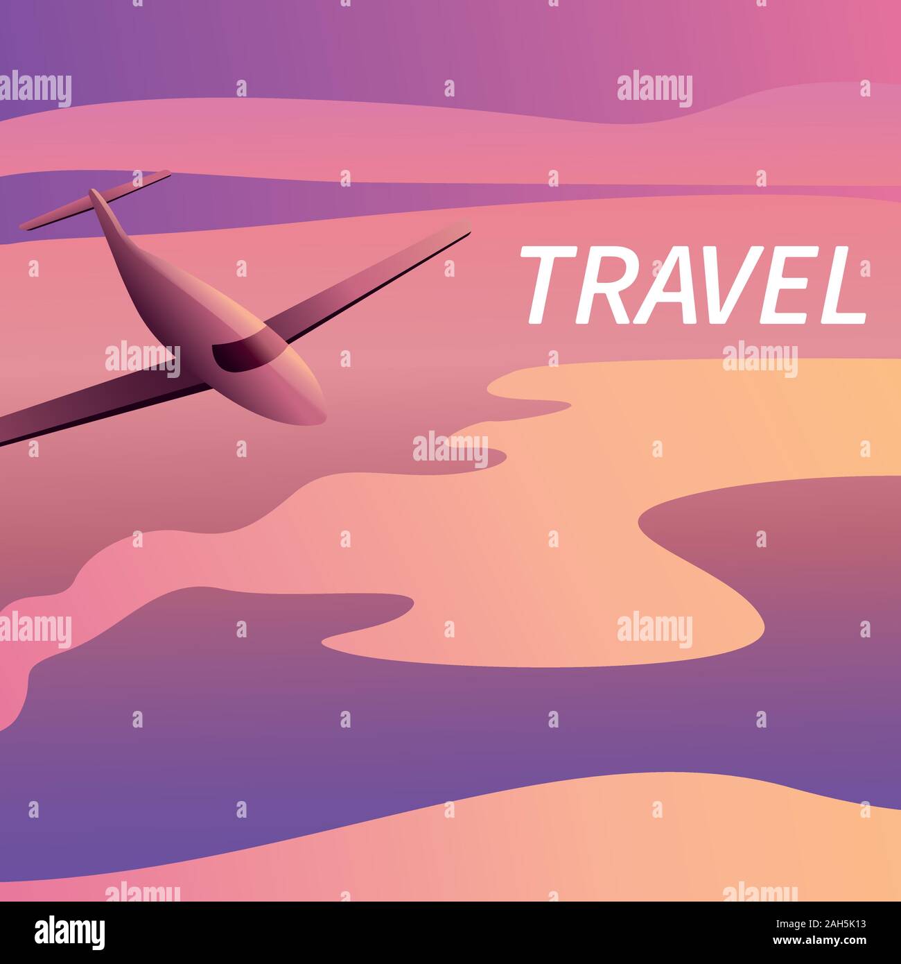 Travel on the plane of banners in a flat style against the background ...