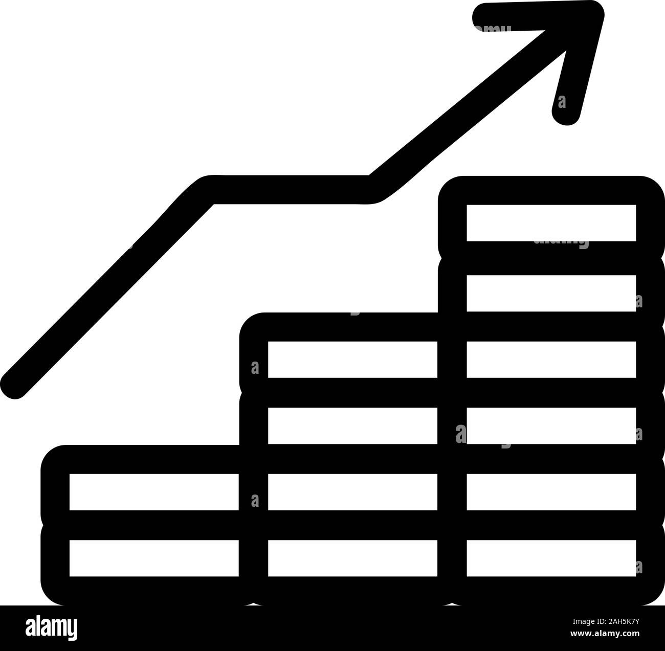 increase in vector icon indicators. Isolated contour symbol ...