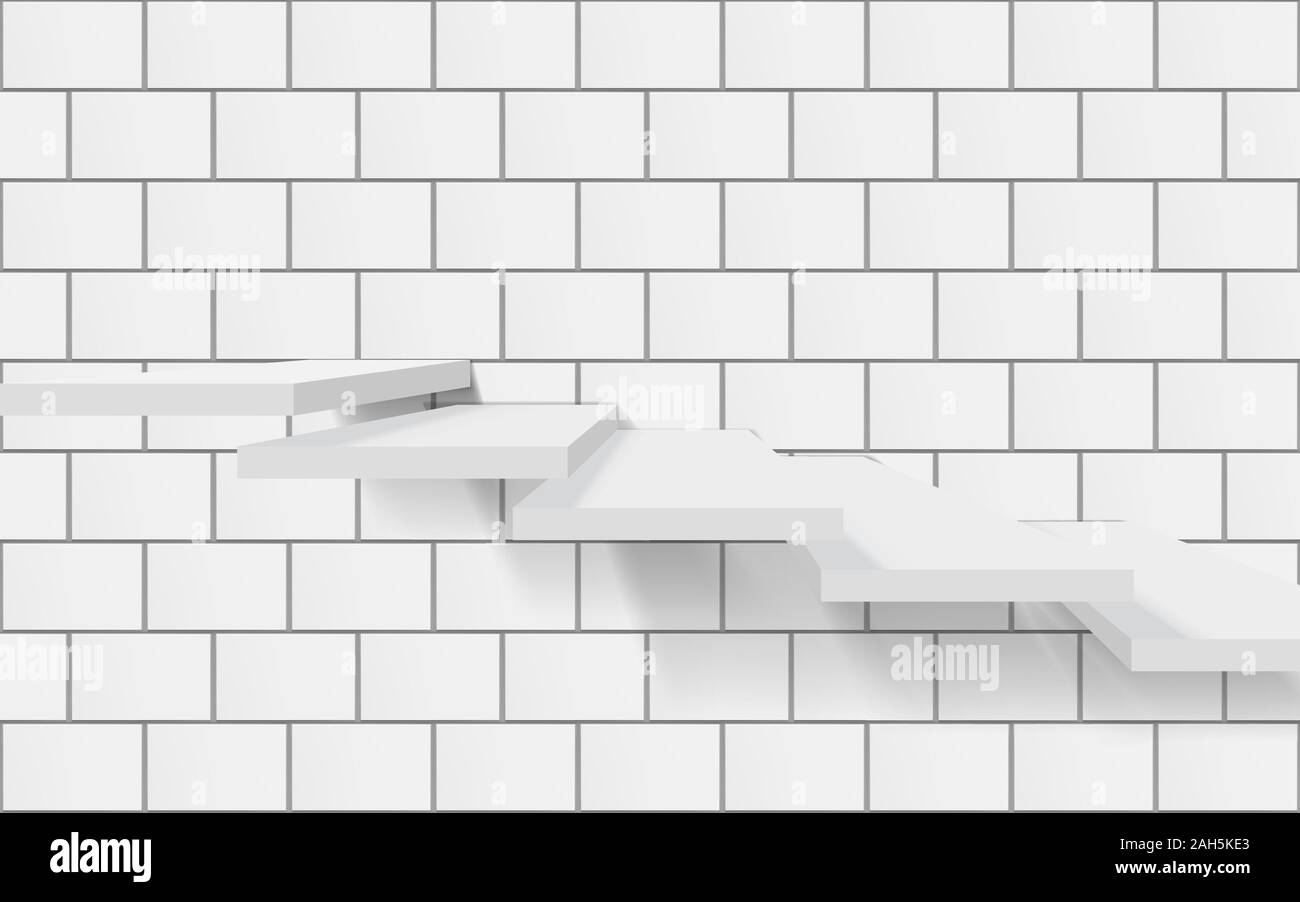 white staircase on the white block wall Stock Vector Image & Art - Alamy