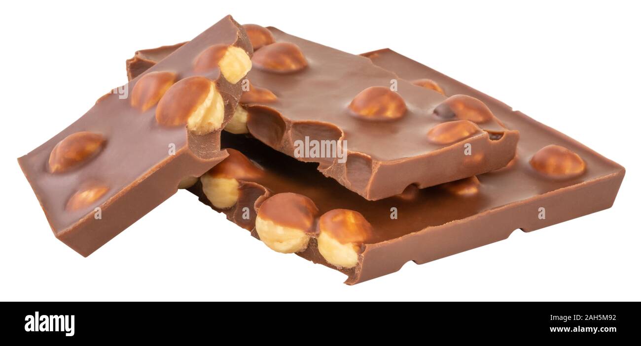 chocolate with nuts isolated on white background Stock Photo - Alamy