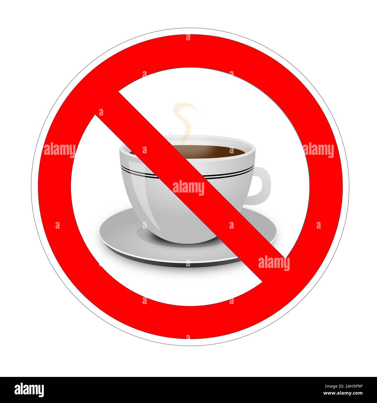 No coffee or tea drink forbidden sign, red prohibition symbol Stock ...
