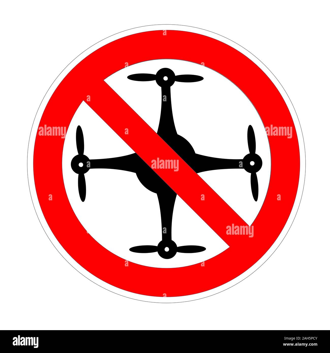 No flying drone zone forbidden sign, red prohibition symbol Stock Photo ...