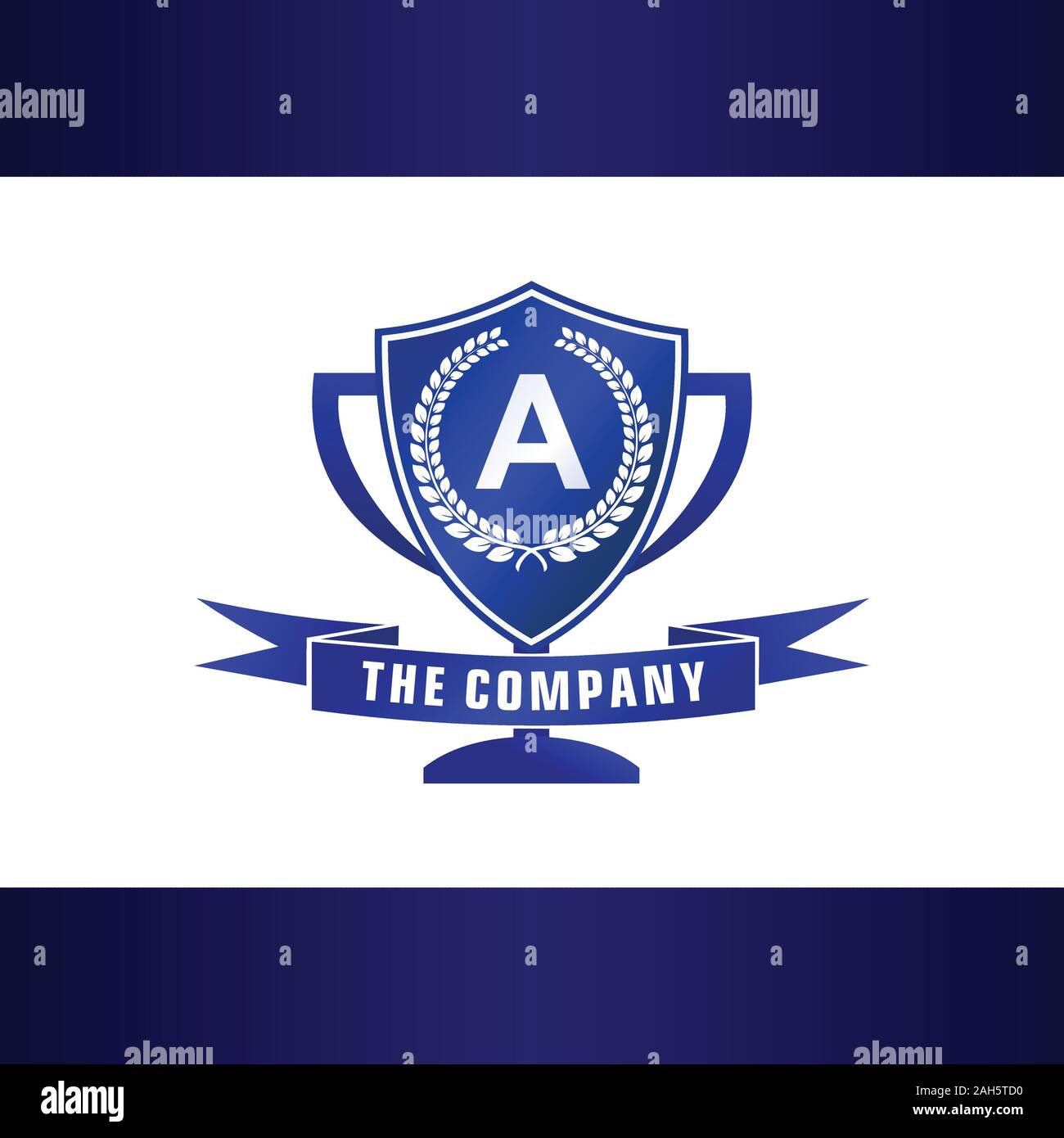 Letter A Alphabetic Company Logo Design Template, Blue Trophy with ...