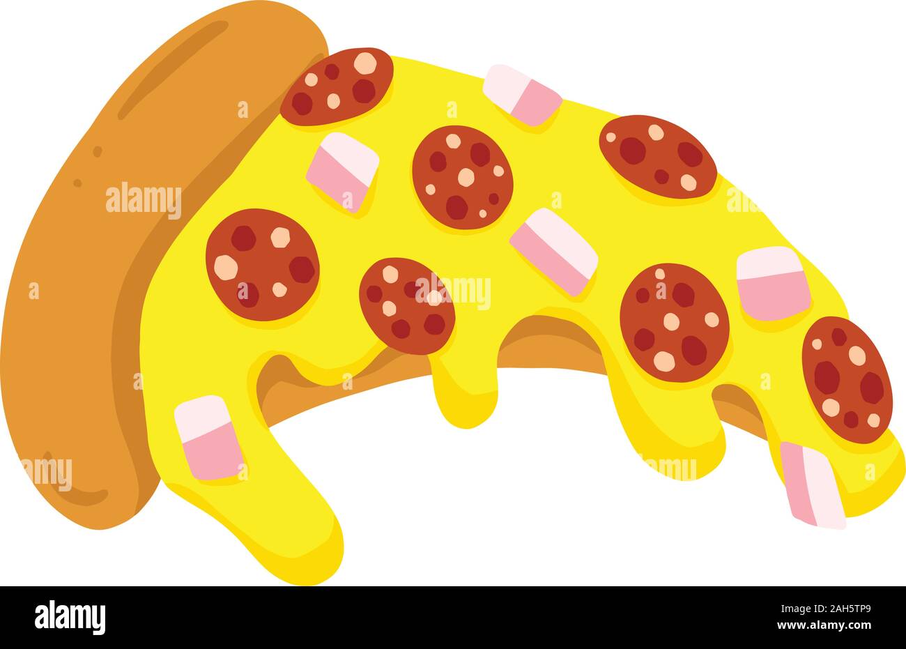 Vector Illustration of Pizza Cartoon With Pepperoni and Toppings Stock ...