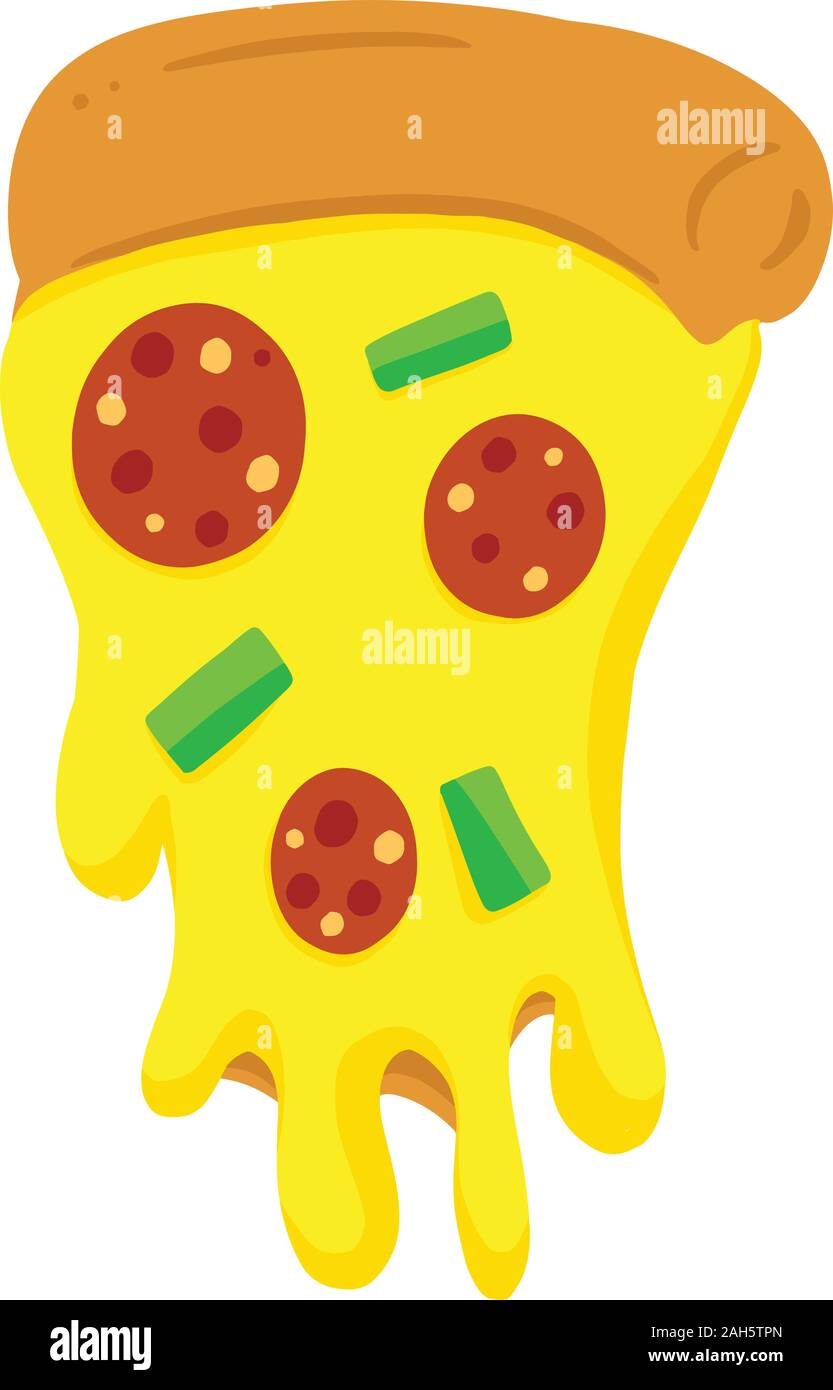 Vector Illustration of Pizza Cartoon With Pepperoni and Toppings Stock ...