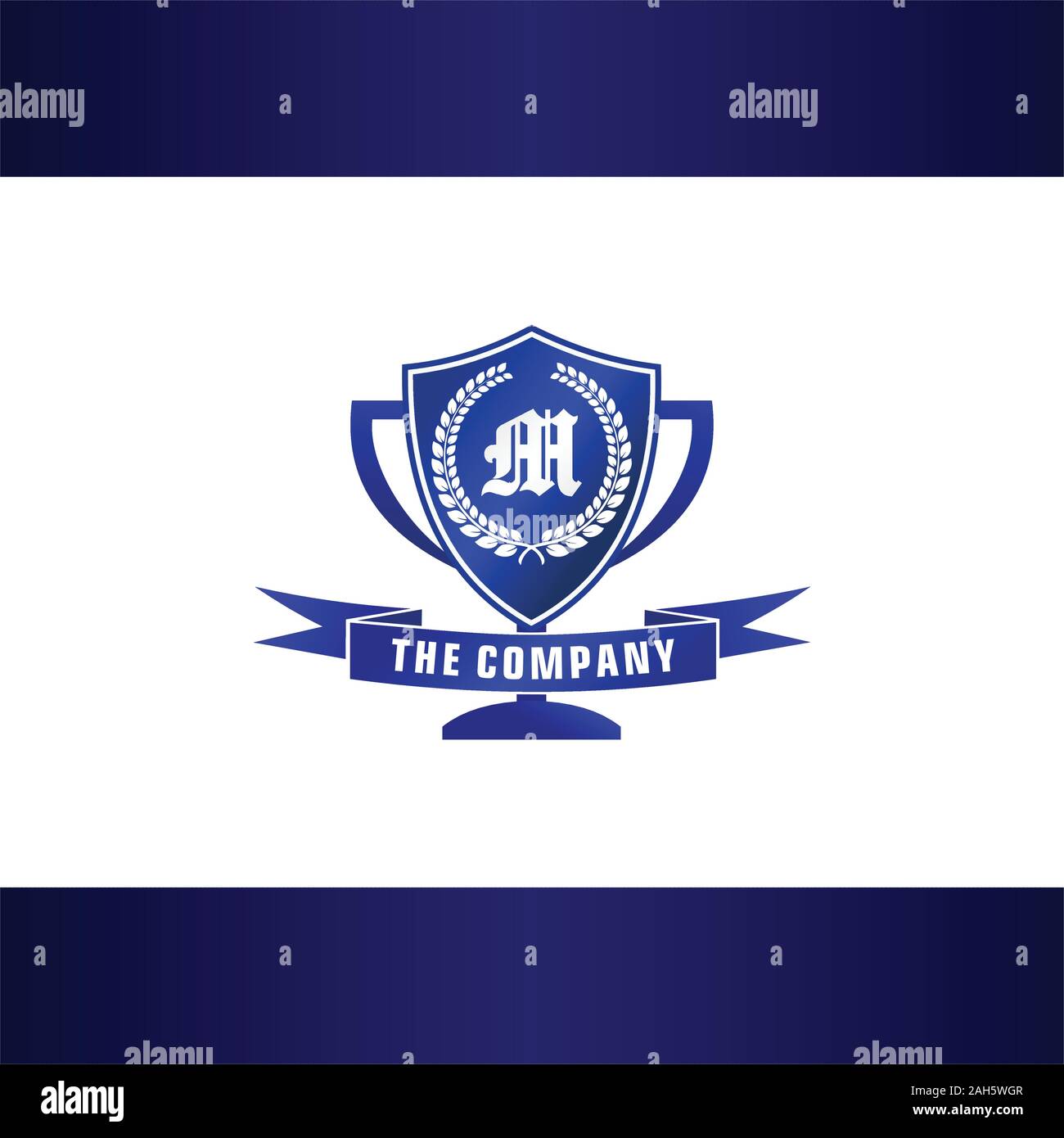 Letter M Alphabetic Company Logo Design Template, Blue Trophy with ...