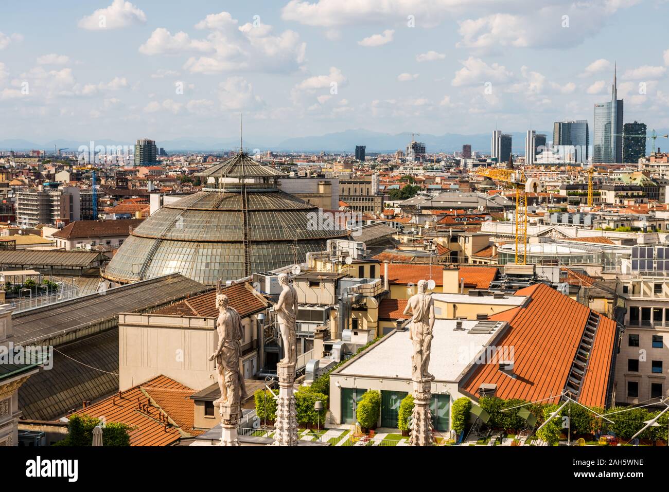 Aerial view of the old downtown of the Milan City with beautiful ...