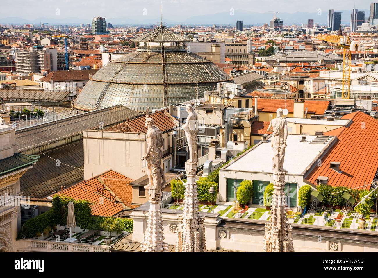 Aerial view of the old downtown of the Milan City with beautiful ...