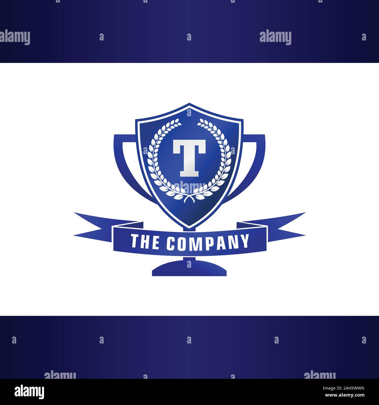 Letter T Alphabetic Company Logo Design Template, Blue Trophy with ...
