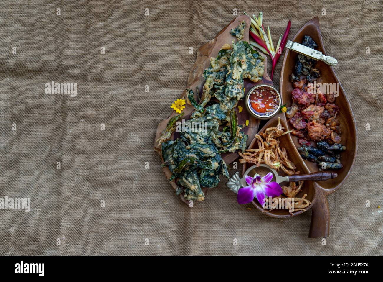 Crispy Flowers, Crispy Herbs and Crispy Vegetables served with Sweet ...