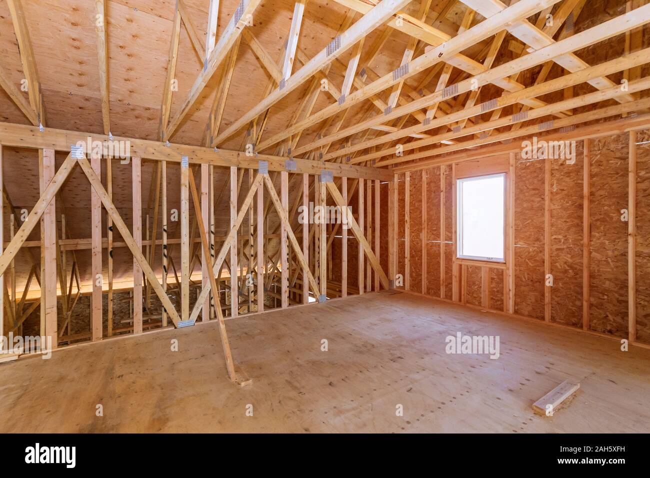 Unfinished attic of a private house residential construction house ...