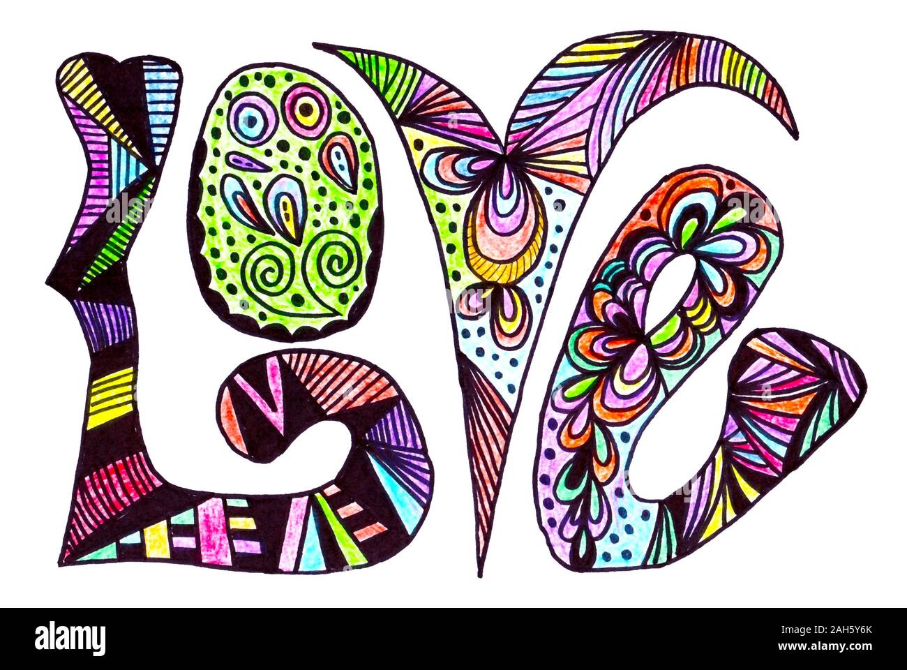Love lettering in zentangle style for different design, art Stock Photo ...