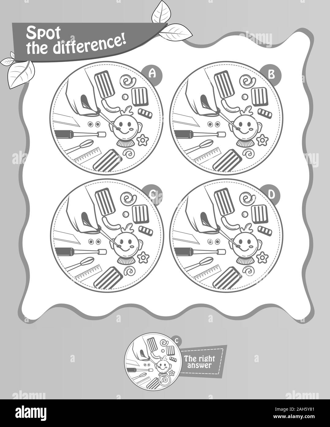 Visual Game for children and adults. Task game spot the difference ...