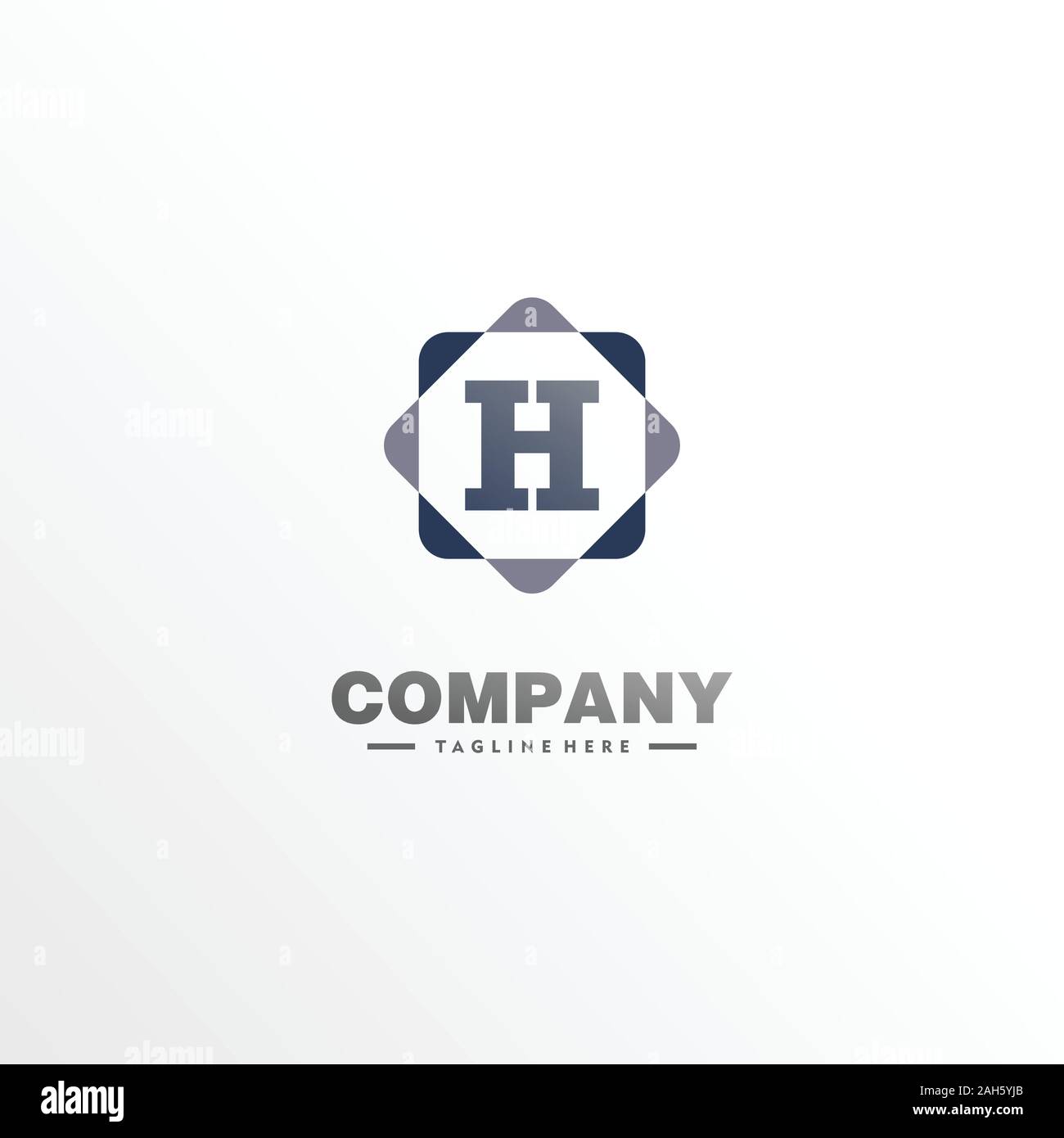 Letter H Alphabetic Company Logo Design Template with Geometric Rounded ...