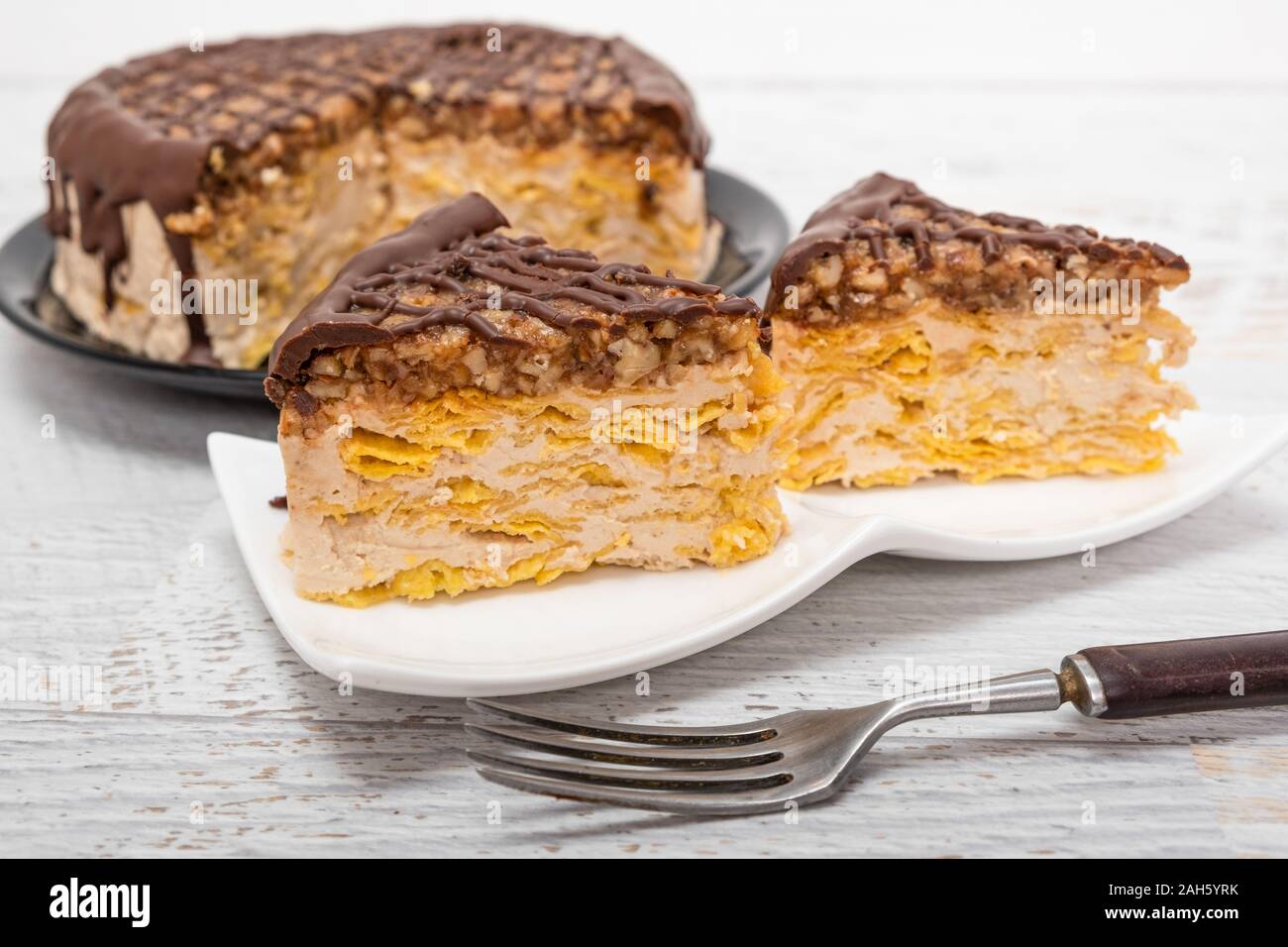 Chocolate and cofn flakes sweet cake Stock Photo - Alamy