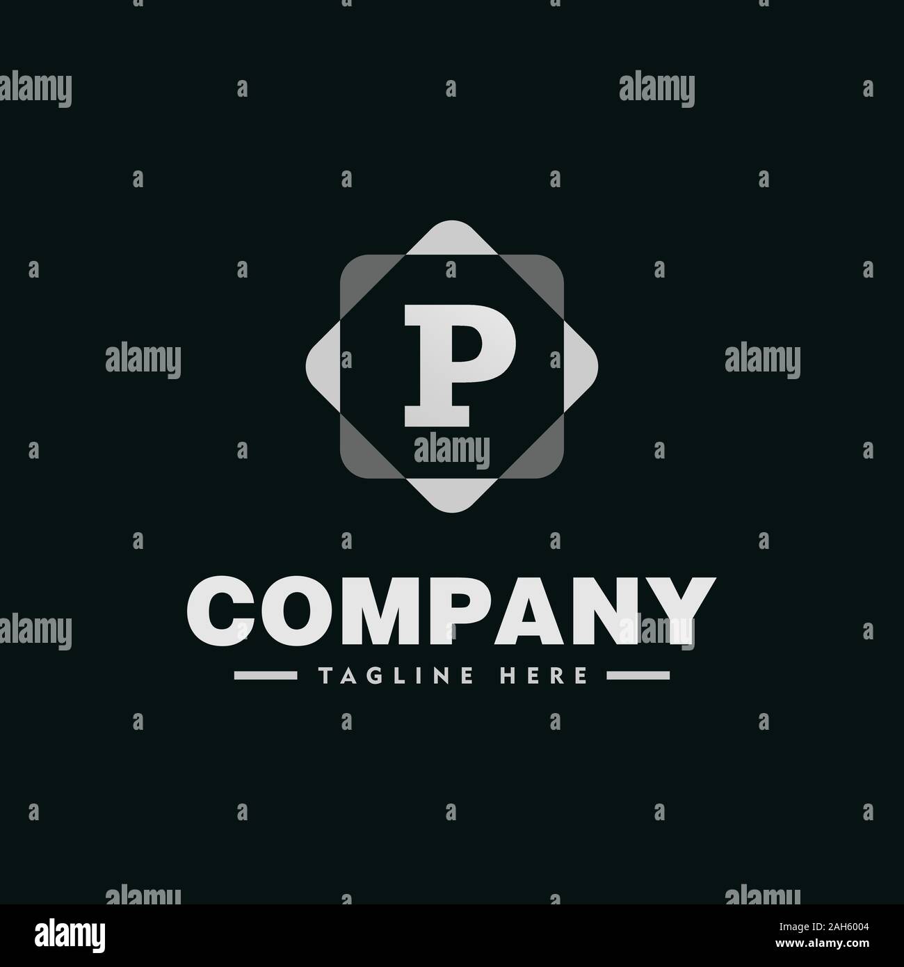 Letter P Alphabetic Company Logo Design Template with Geometric Rounded ...