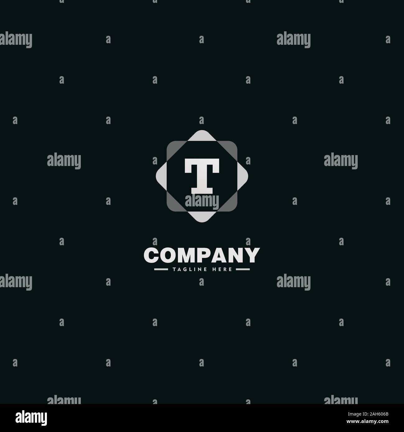 Letter T Alphabetic Company Logo Design Template with Geometric Rounded ...