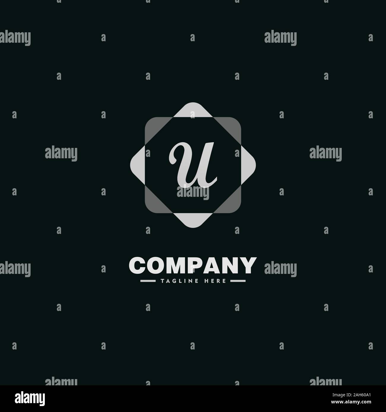 Letter U Alphabetic Company Logo Design Template with Geometric Rounded ...