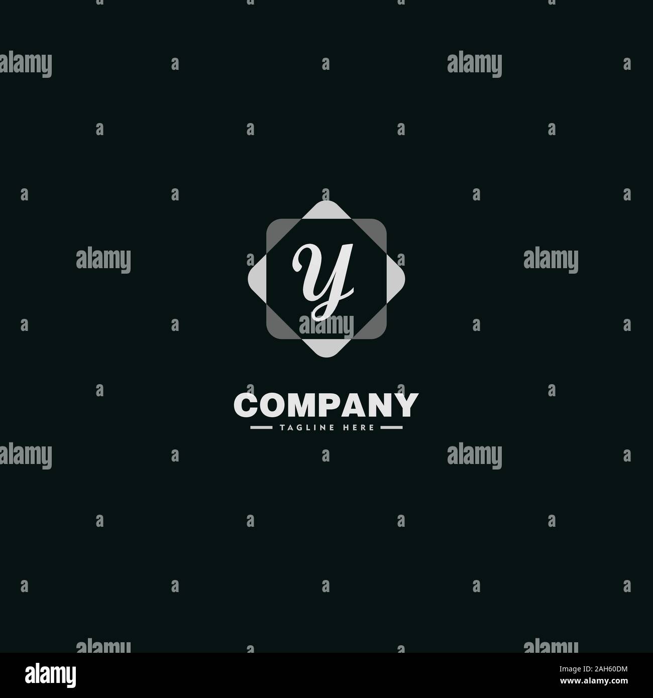 Letter Y Alphabetic Company Logo Design Template with Geometric Rounded ...