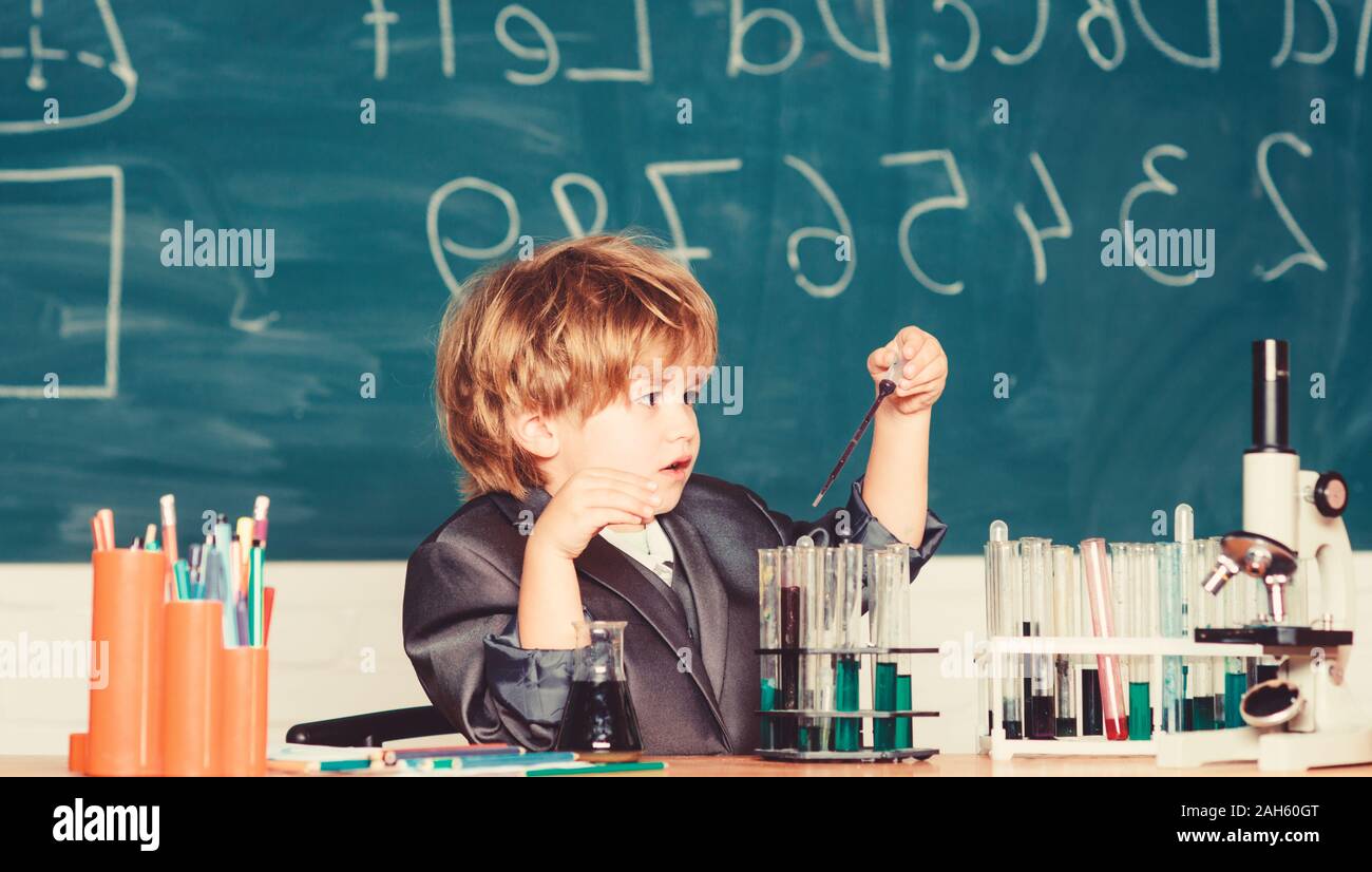 Kid study biology chemistry. Knowledge day. Basic knowledge primary ...